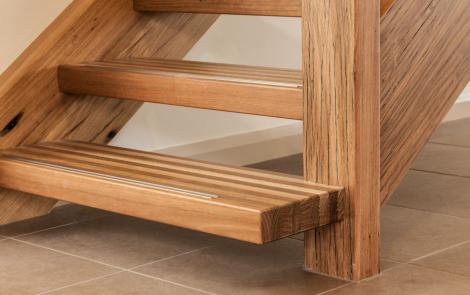 Recycled timber stringer with spotted gum treads | Just Stairs